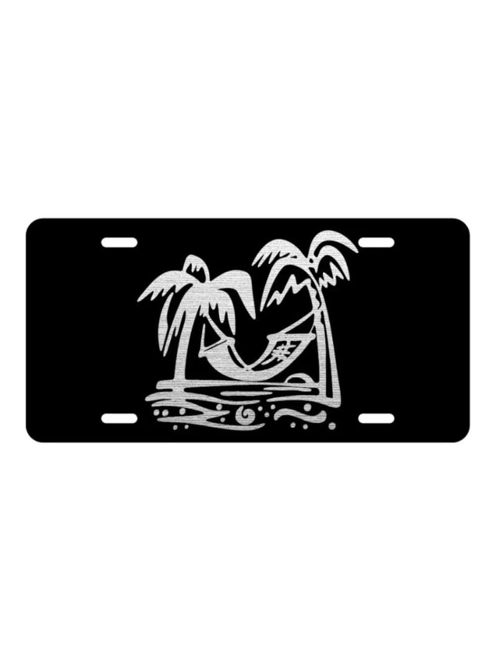 Accents | Tropical Beach Hammock Car Tag Black Aluminum License Plate ...